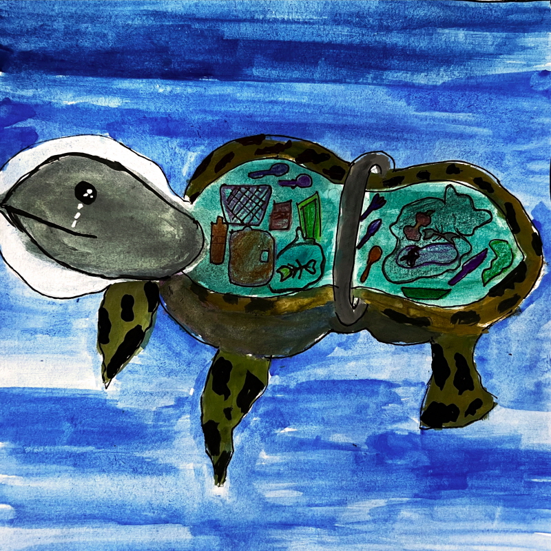The suffering turtle | 내가 사랑하는 바다 - 국제 어린이 환경 그림대회｜휴먼인러브